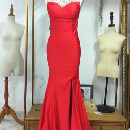 Backless Red Prom Dresses With Crystals Sparkling Pageant Dresses Prom ...