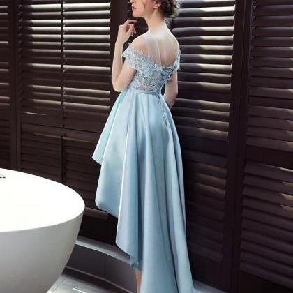 Light Blue Satin Lace Prom Dress,evening Dress on Luulla