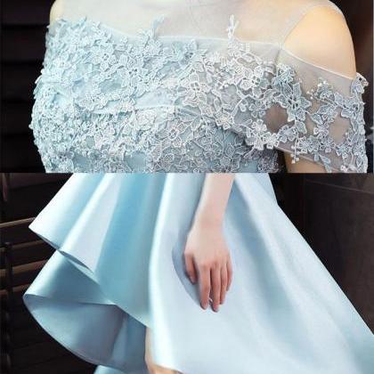 Light Blue Satin Lace Prom Dress,evening Dress on Luulla