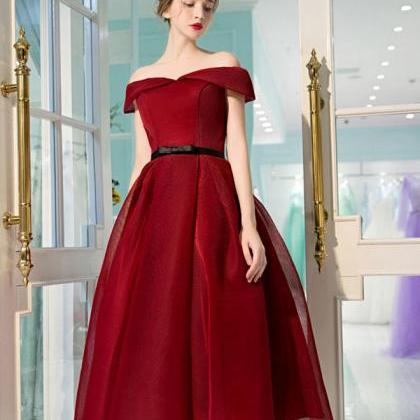 Burgundy Off Shoulder Short Prom Dress,burgundy Evening Dress on Luulla