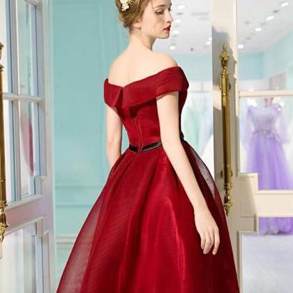 Burgundy Off Shoulder Short Prom Dress,burgundy Evening Dress on Luulla