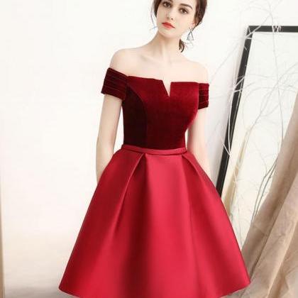 Burgundy Satin Short Prom Dress,homecoming Dress on Luulla