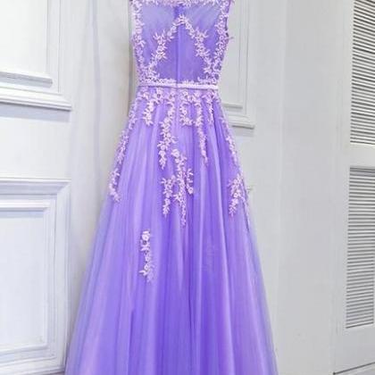 Lovely Light Purple Round Neckline Floor Length Party Dress, Prom Dress ...