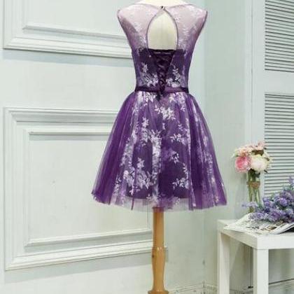 Beautiful Purple Cute Party Dress With Lace, Prom Dress on Luulla