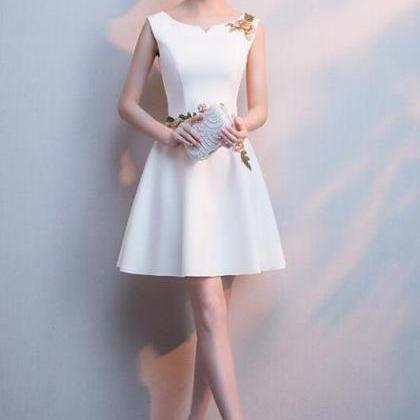 Beautiful White Simple Short Graduation Dress, Lovely Short Party Dress ...
