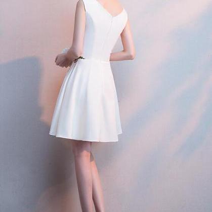 Beautiful White Simple Short Graduation Dress, Lovely Short Party Dress ...