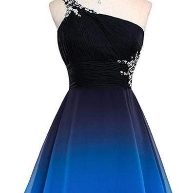 Beautiful One Shoulder Gradient Beaded Short Party Dress, Homecoming ...