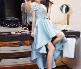 Light Blue Satin Lace Prom Dress,evening Dress on Luulla