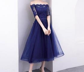 Blue Tulle Lace Short Prom Dress,blue Tulle Evening Dress on Luulla