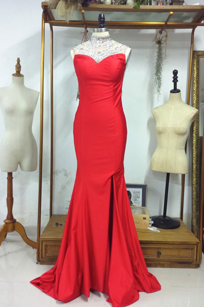 Backless Red Prom Dresses With Crystals Sparkling Pageant Dresses Prom ...