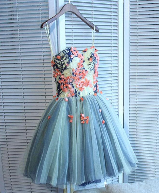 Charming Tulle A Line Sweetheart Neck Short Prom Dress,homecoming ...