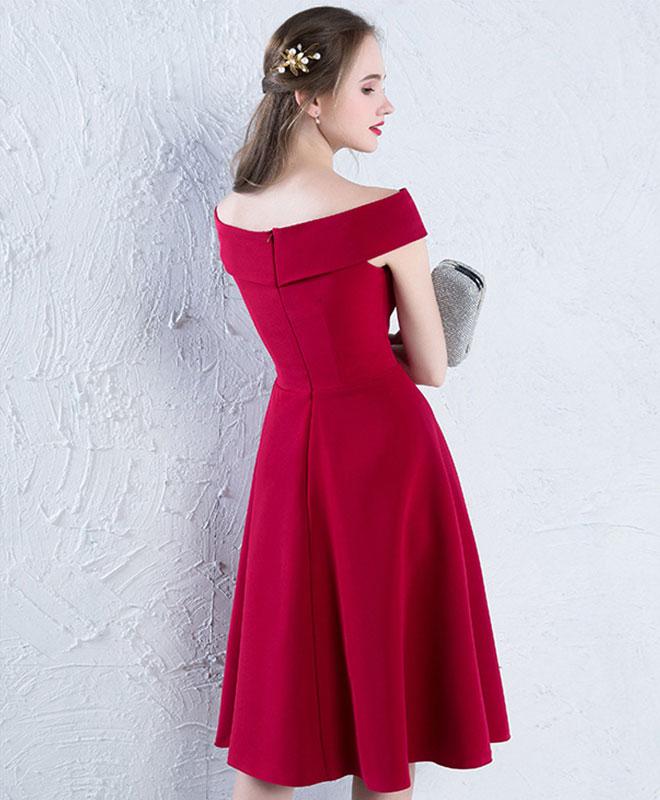 Burgundy Off Shoulder Satin Prom Dress,burgundy Homecoming Dress on Luulla