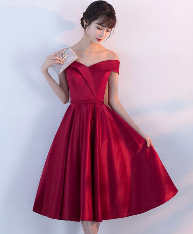 Burgundy V Neck Short Prom Dress,homecoming Dress on Luulla