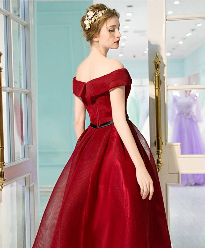Burgundy Off Shoulder Short Prom Dress,burgundy Evening Dress on Luulla
