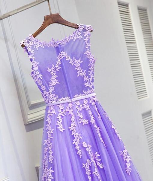 Lovely Light Purple Round Neckline Floor Length Party Dress, Prom Dress ...
