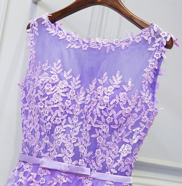 Lovely Light Purple Round Neckline Floor Length Party Dress, Prom Dress ...