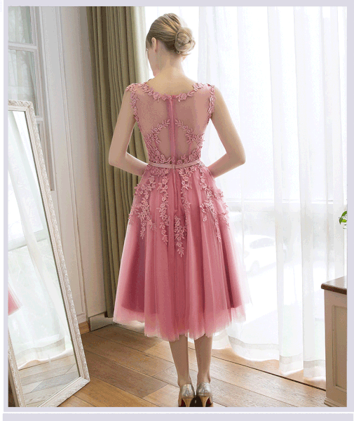 Lovely Party Dress For Woman, Tulle Tea Length Handmade Formal Dress ...