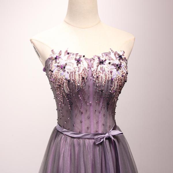 Dark Purple Long Formal Gown, Charming Tulle Elegant Party Dress on Luulla