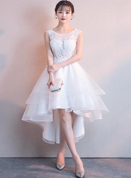 White High Low Graduation Dress , Tulle And Lace Party Dresses on Luulla