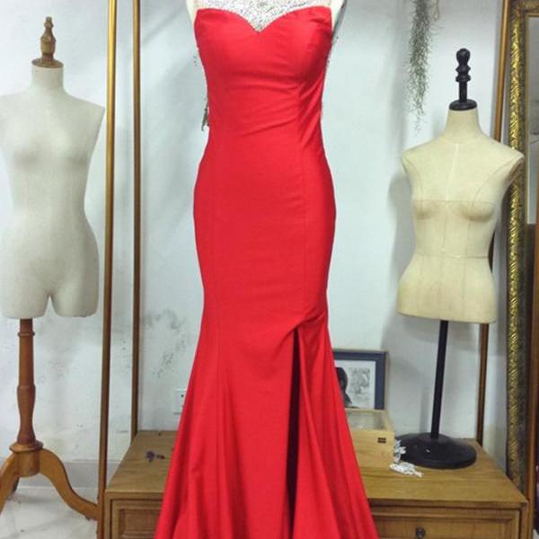 Backless Red Prom Dresses With Crystals Sparkling Pageant Dresses Prom ...