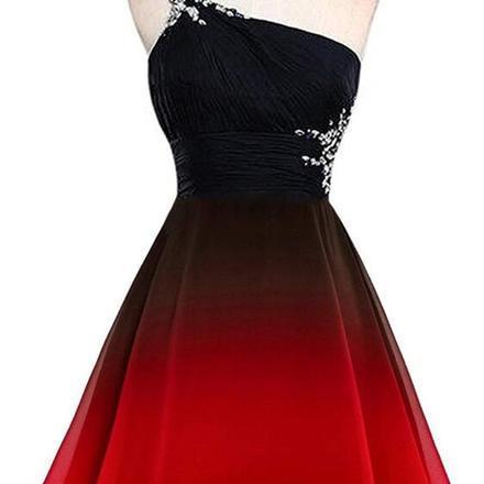Beautiful One Shoulder Gradient Beaded Short Party Dress, Homecoming ...