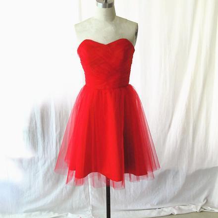 Beautiful Red Tulle Simple Homecoming Dress, Red Party Dress on Luulla