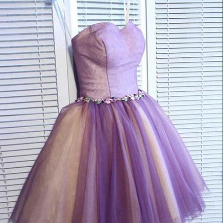 Cute Purple Sweetheart Tulle Pretty Homecoming Dresses, Short Prom ...
