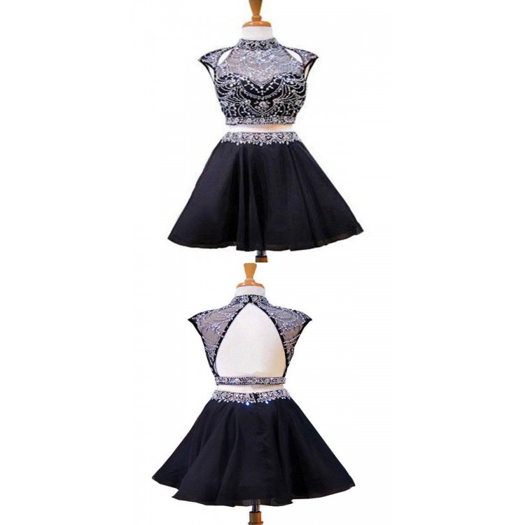 Black Homecoming Dress, Custom Made Homecoming Dress, Two Pieces ...