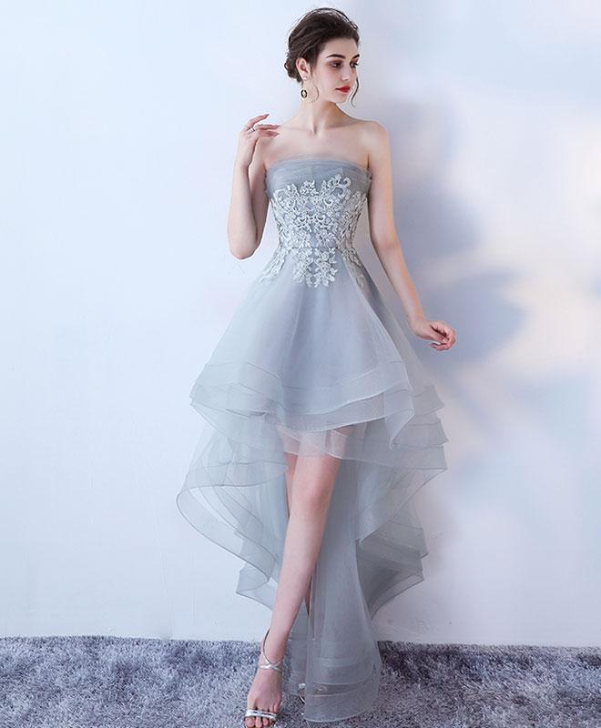 Gray Tulle Lace High Low Prom Dress,cute Homecoming Dress on Luulla