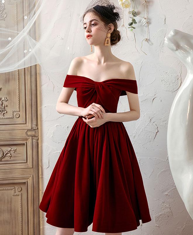 Simple Burgundy Short Prom Dress Burgundy Bridesmaid Dress on Luulla