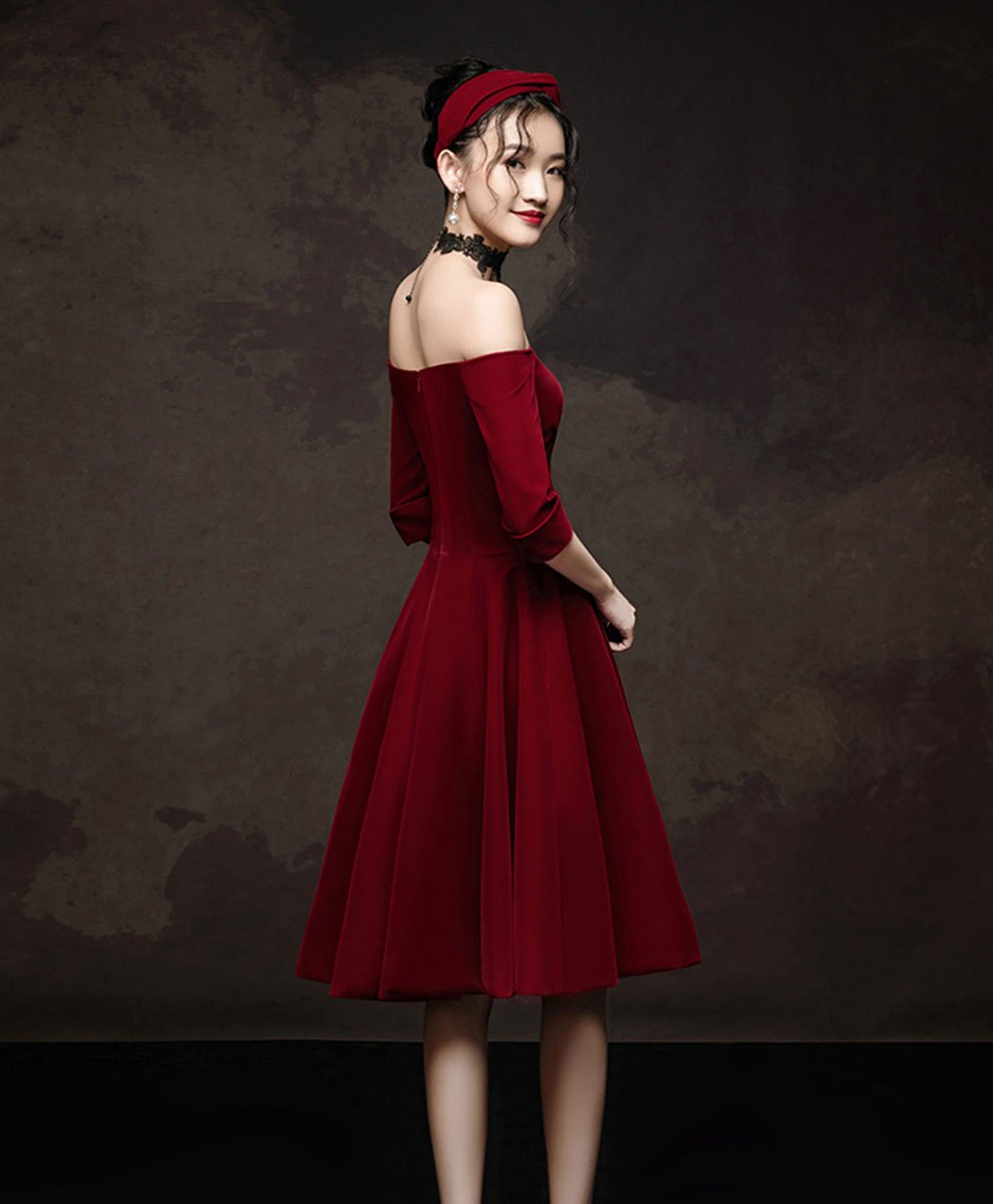 Simple Burgundy Short Prom Dress Burgundy Homecoming Dress on Luulla