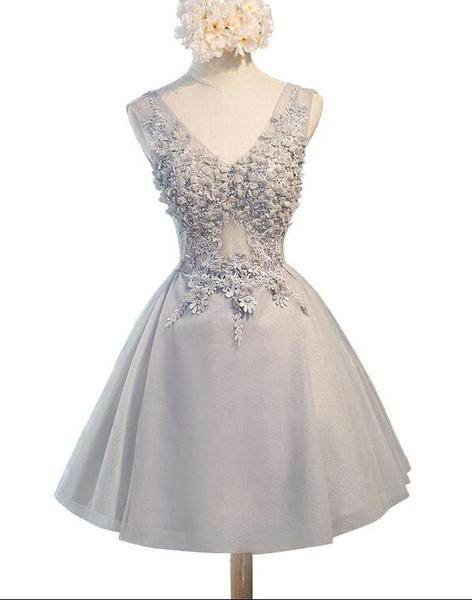 Grey Tulle Homecoming Dresses, Grey Short Party Dress , Formal Dresses ...