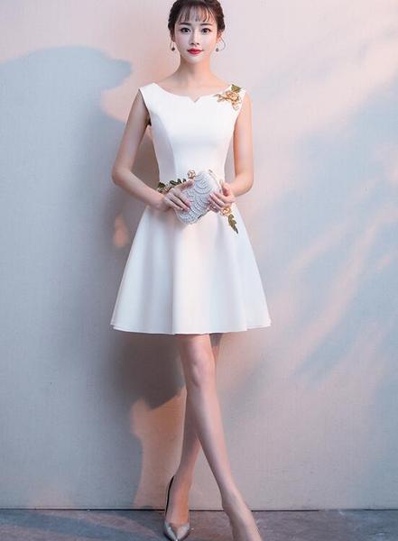 Beautiful White Simple Short Graduation Dress, Lovely Short Party Dress ...