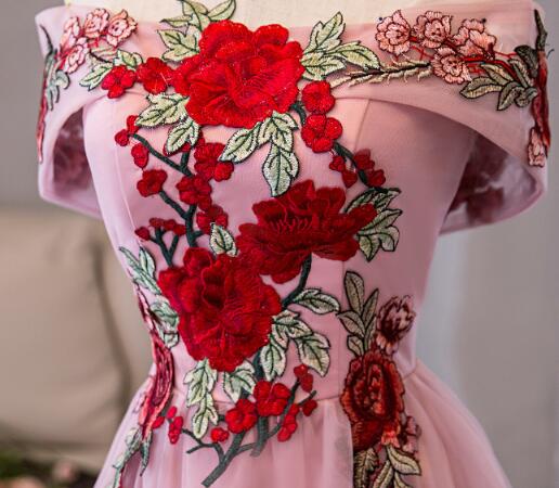 Pink Tulle Tea Length Beautiful Party Dress, Wedding Party Dress on Luulla